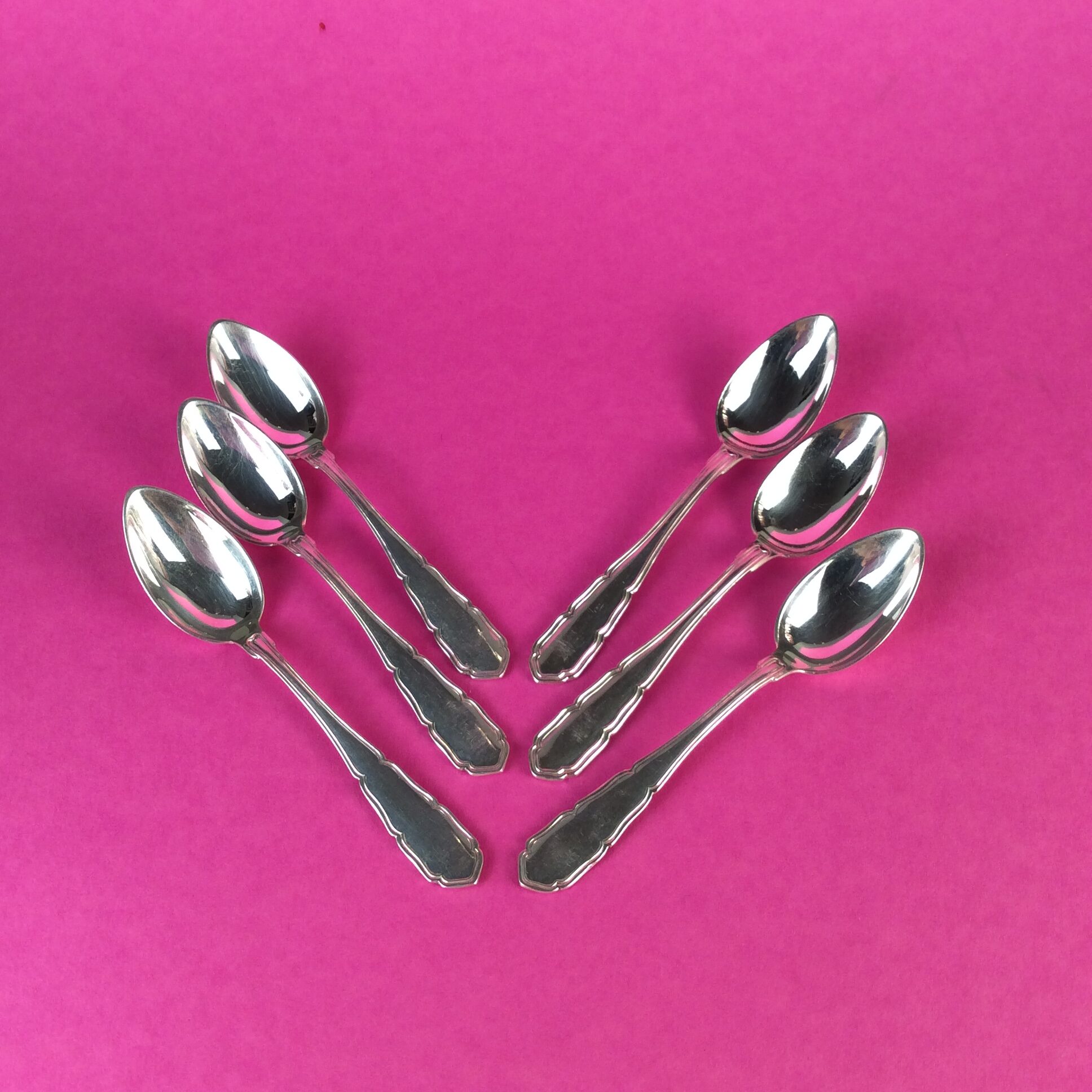 6 silberne Mokkalöffel Facon 189, Fa. Alexander Sturm, Wien, nach 1922