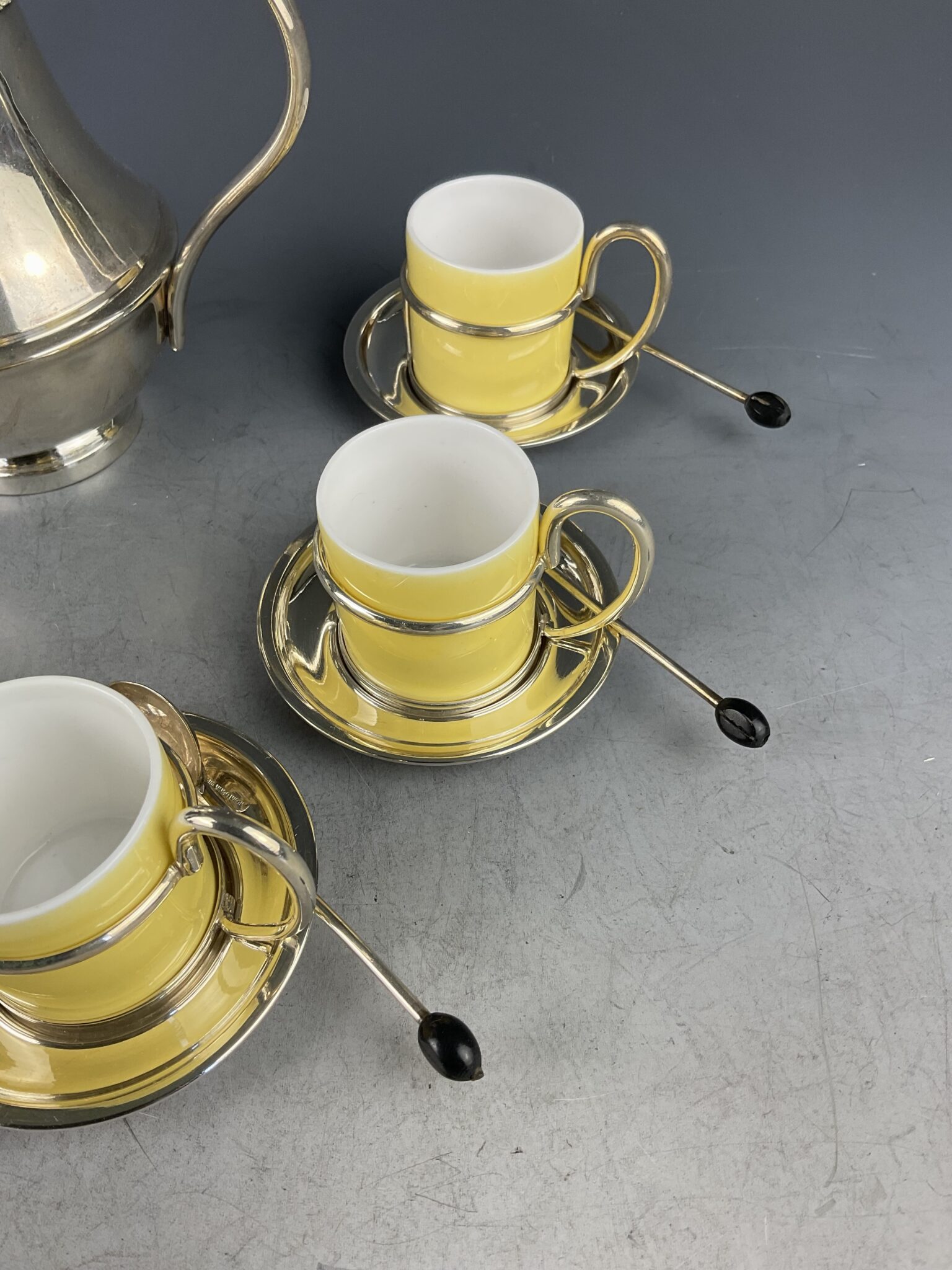 Versilbertes Jugendstil Mokkaservice für sechs Personen, Albin Denk ...